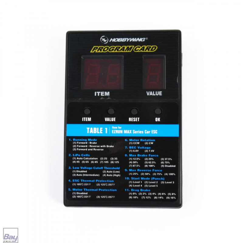 Hobbywing LED Programmierbox Xerun, FlyFun, Ezrun, Seak - Bay-Tec Modelltechnik